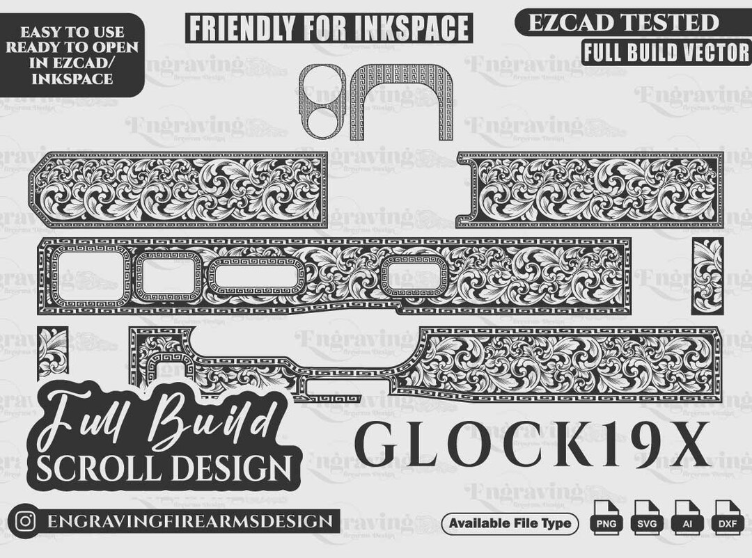 Glock 19 X Scroll & Greek Pattern Design Final,lasercut,laserengraving ...