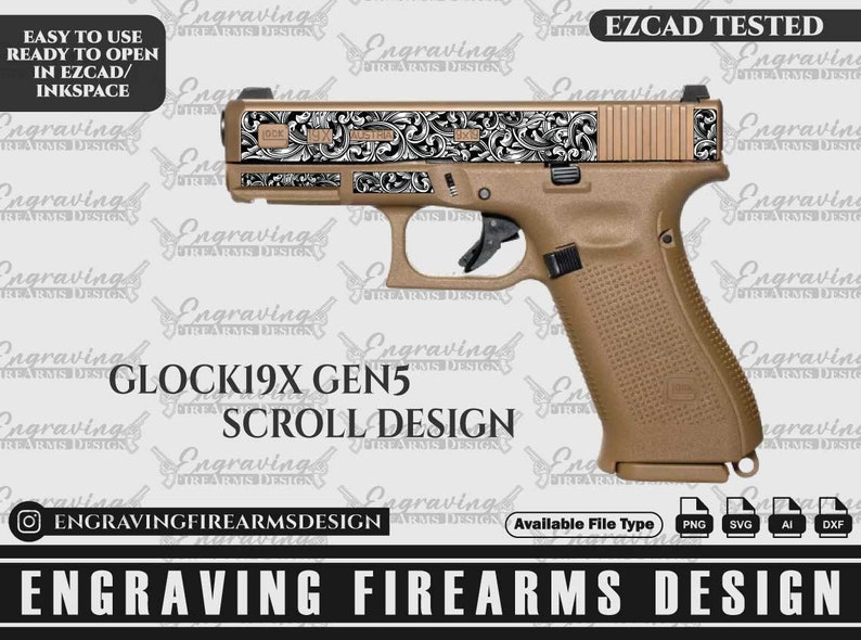 Engraving Firearms Design Glock 19x Gen5 Scroll Design - Etsy