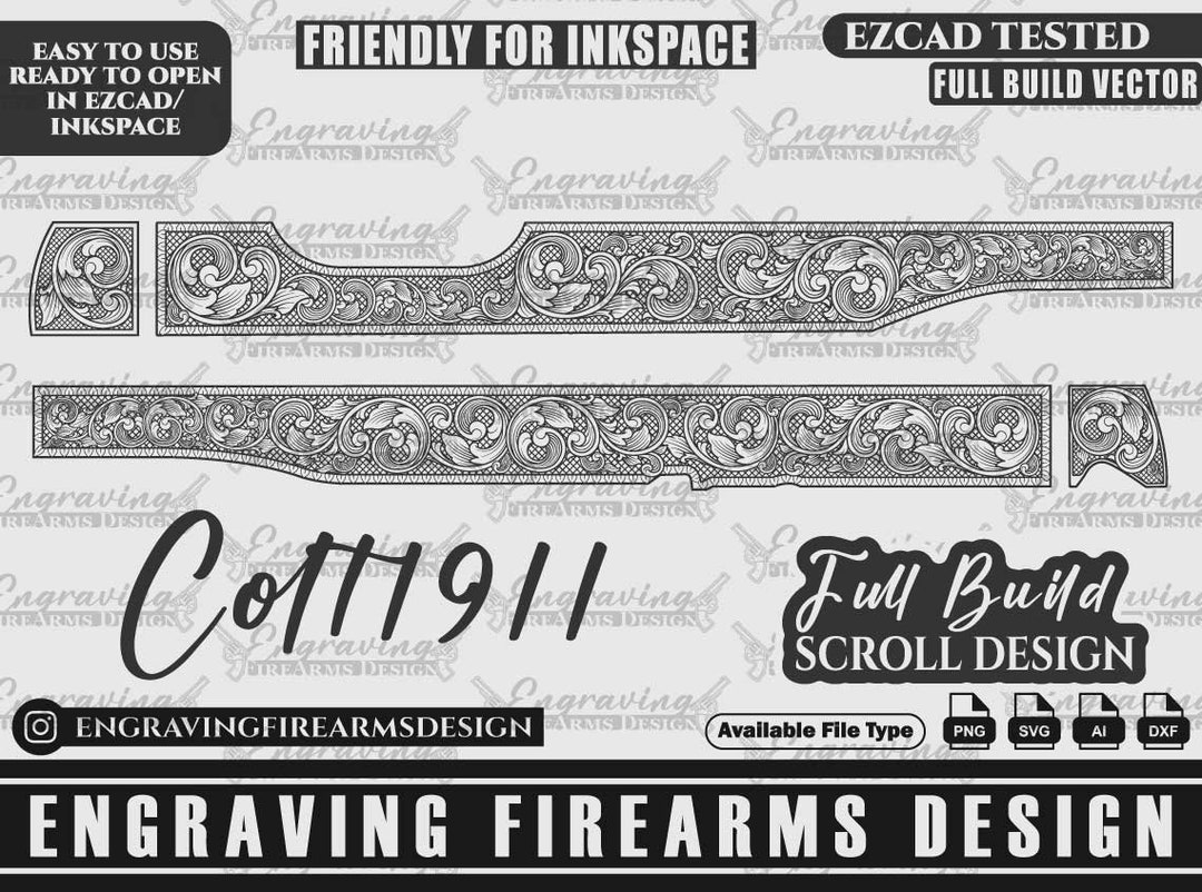 Engraving Firearms Design Colt Govt. Model Scroll With Pattern Final - Etsy