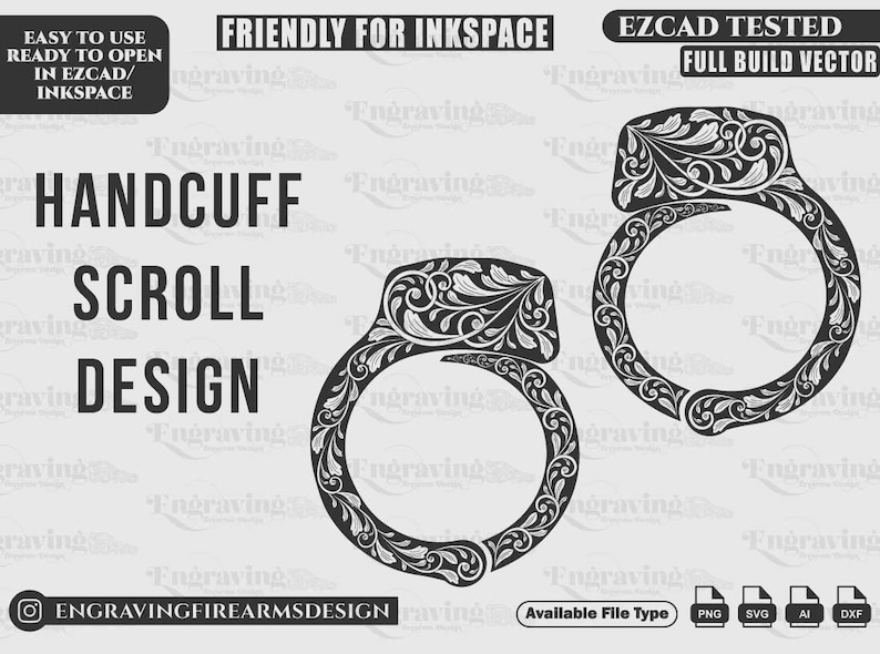 Handcuff S&W M100-1 Scroll Design Svg,lasercut,laserengraving ...