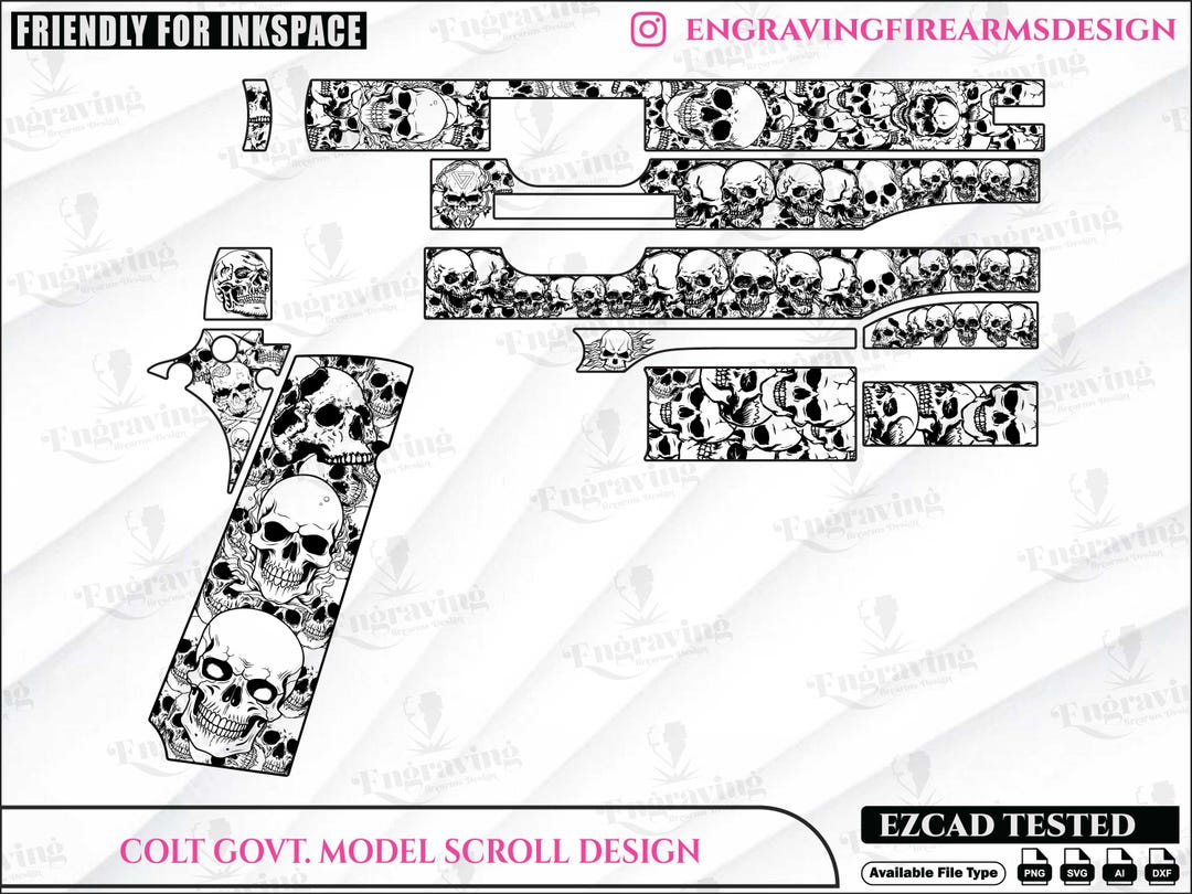 Colt 1911 Govt. Model Skull Design: Laser Cut Files (SVG, Ai, Dxf) - Etsy