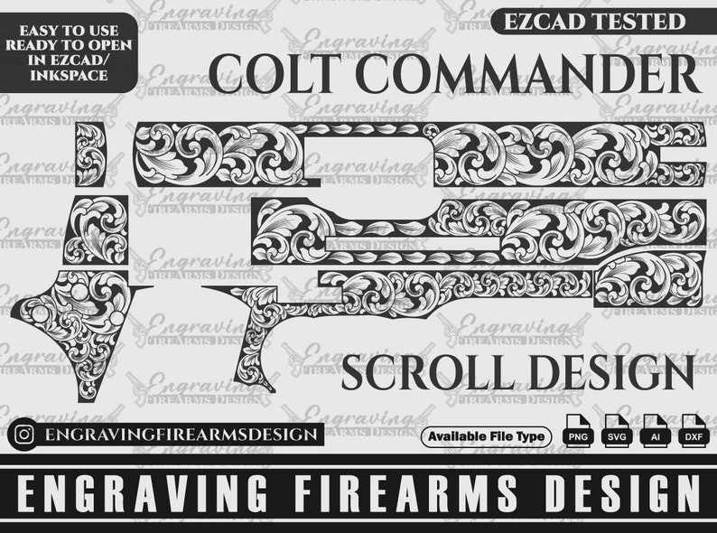 Engraving Firearms Design Colt Commander Scroll Design Final - Etsy
