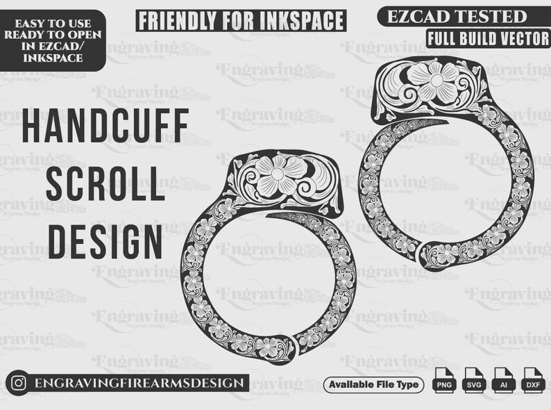 Handcuff S&W M100-1 Scroll Design Svg,lasercut,laserengraving ...
