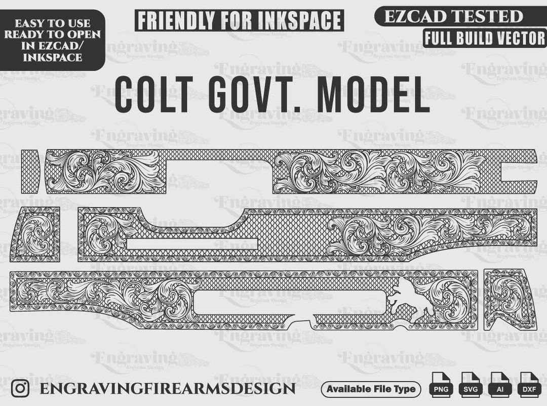 Colt Govt. Model Scrolling Design Svg,lasercut,laserengraving ...