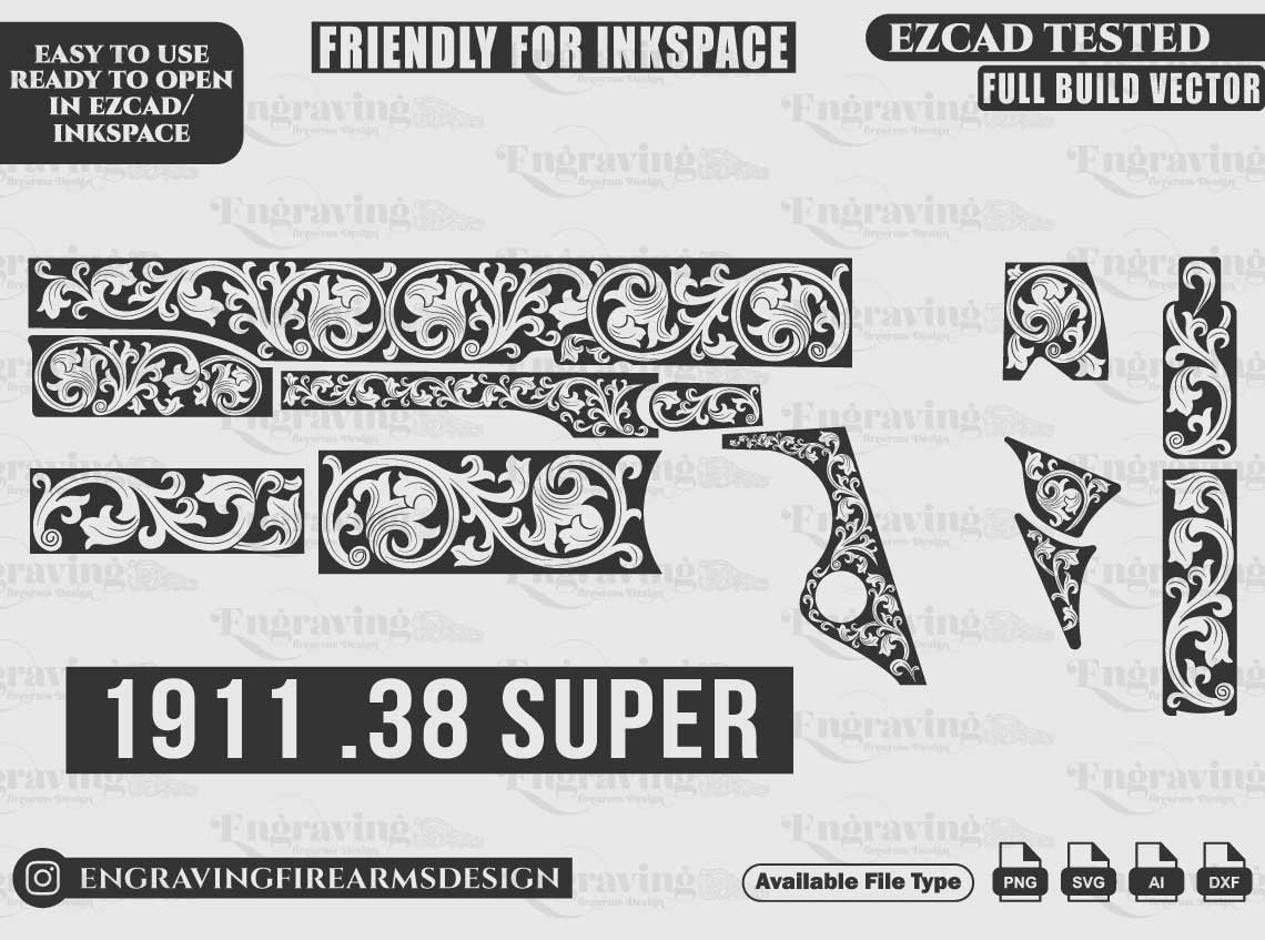 Colt1911 38 Super Scroll Design Svg,lasercut,laserengraving,fiberlaser ...