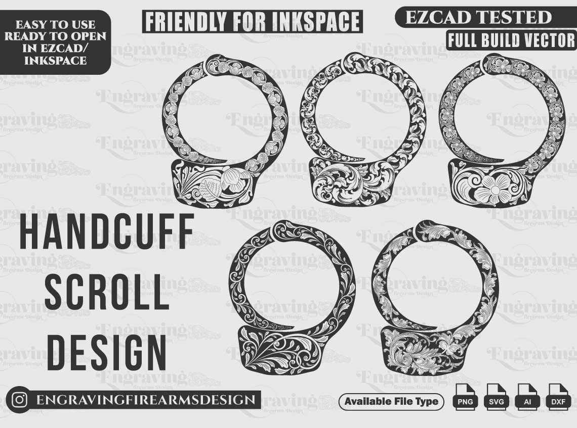 Handcuff S&W M100-1 Scroll Design Svg,lasercut,laserengraving ...