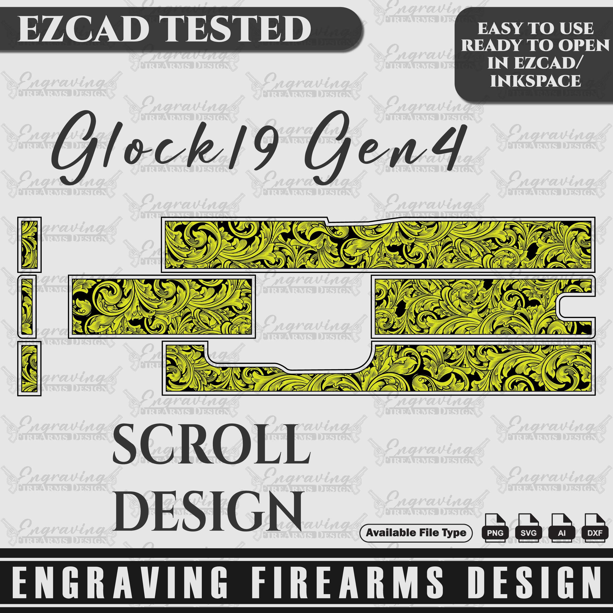 Engraving Firearms Design Glock 19 Gen4 Scroll Design - Etsy