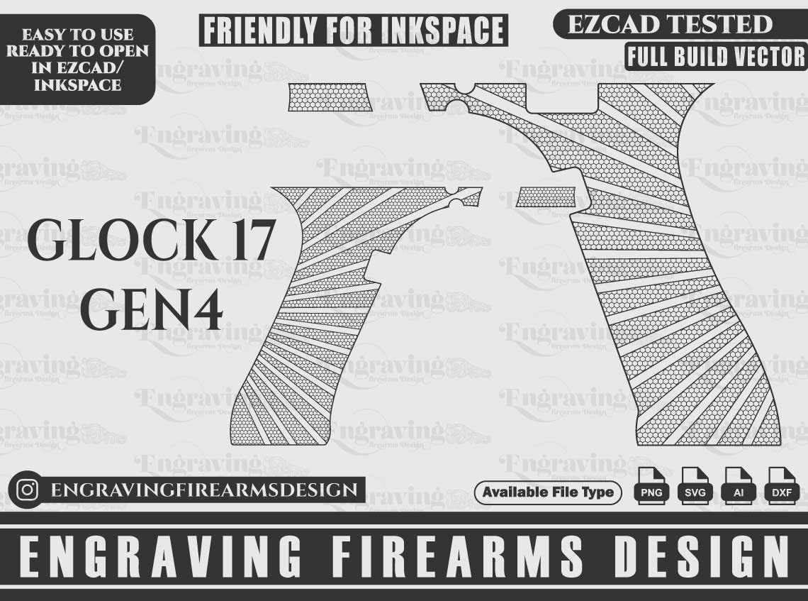 Glock17 Gen4 Stippling Pattern,pistol Laser Engraving,laser Cut,san ...