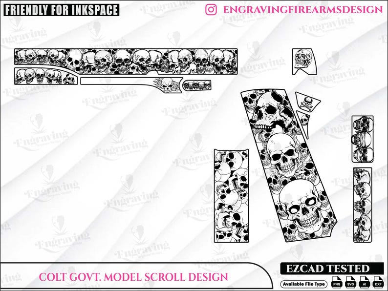 Colt 1911 Govt. Model Skull Design: Laser Cut Files (SVG, Ai, Dxf) - Etsy