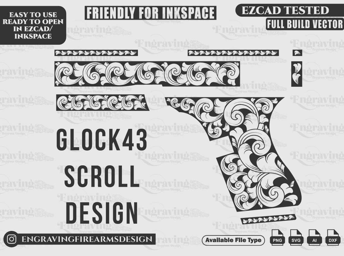 Glock 43 Scroll Design Svg,lasercut,laserengraving,fiberlaser ...