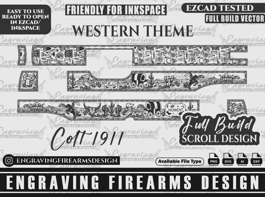 Colt Cowboy Western Design,decorative Border Pattern,fiber Laser ...