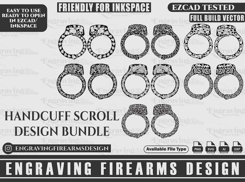 Handcuff Scroll Design: 7 Pcs Laser Cut File (digital Download) - Etsy