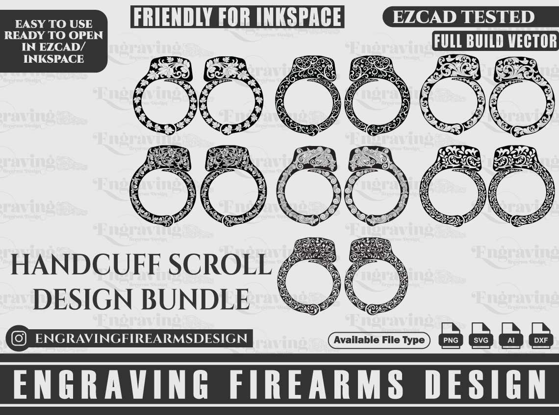 Handcuff Scroll Design 7pcs Bundle Design,handcuff Laser Engraving ...
