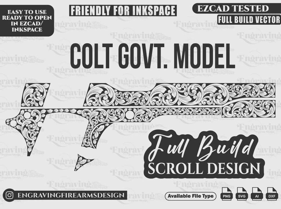 Colt Govt. Model Scroll,lasercut,laserengraving,fiberlaser,svgdesign ...