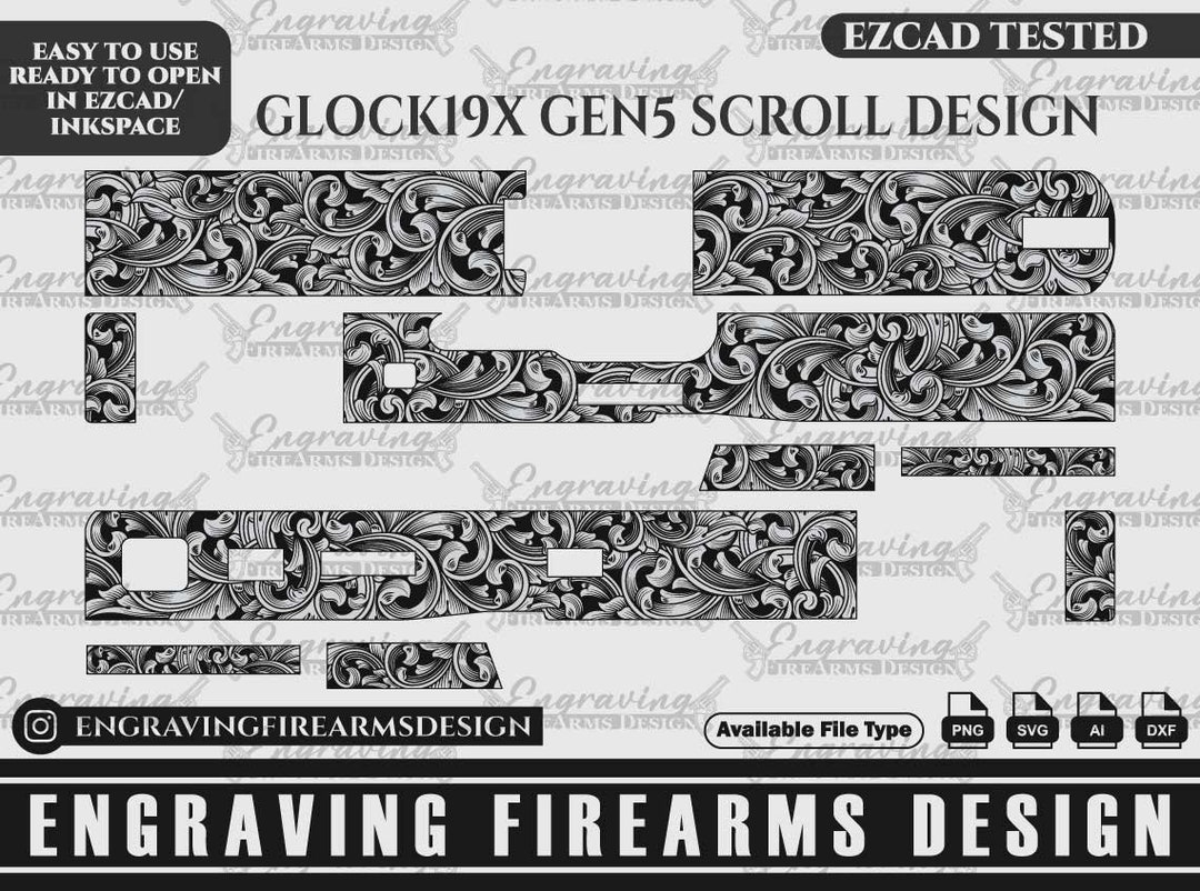 Engraving Firearms Design Glock 19x Gen5 Scroll Design - Etsy