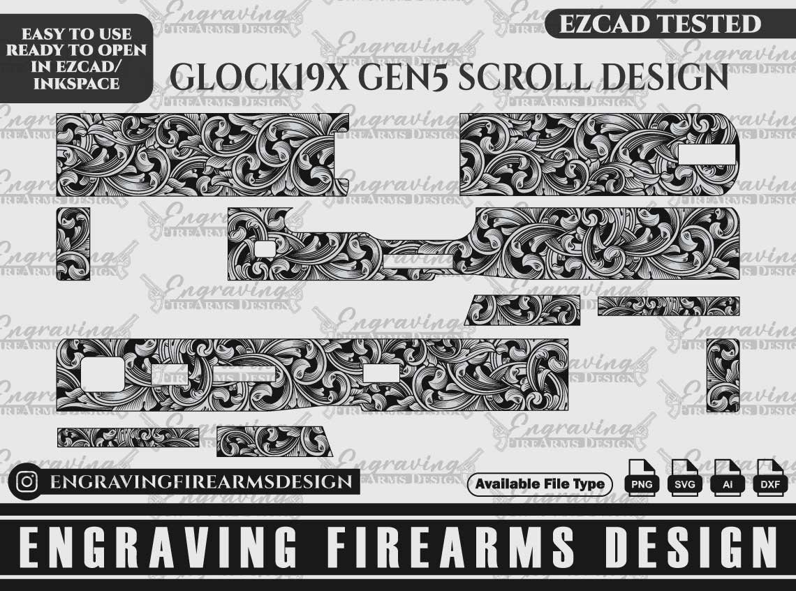 Engraving Firearms Design Glock 19x Gen5 Scroll Design - Etsy