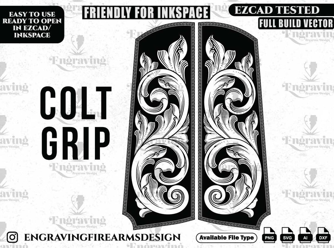 Colt1911 Grip Scroll Design Svg,lasercut,laserengraving,fiberlaser ...