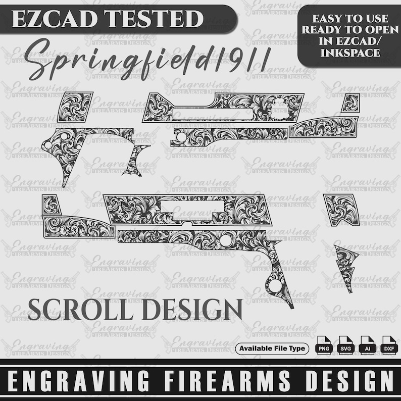 Engraving Firearms Design Springfield1911 Scroll Design - Etsy