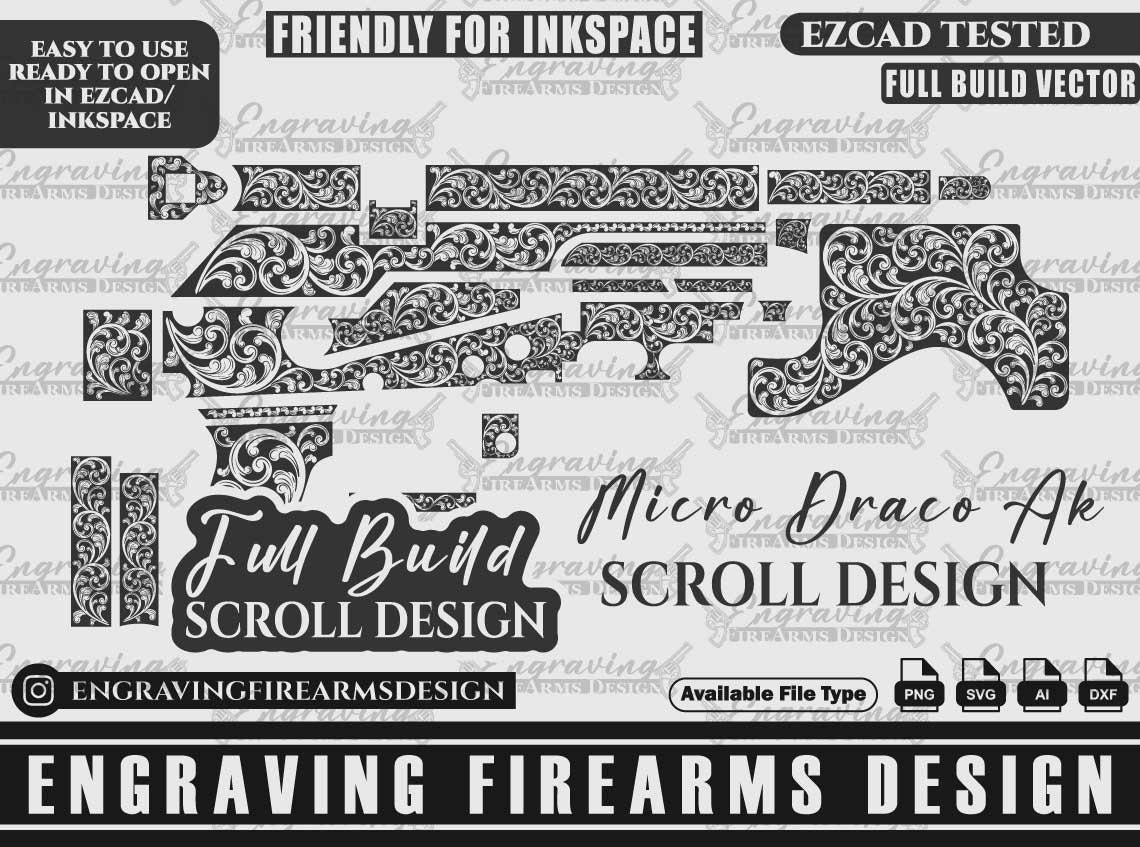 Engraving Firearms Design Micro Draco Ak Scroll Design - Etsy