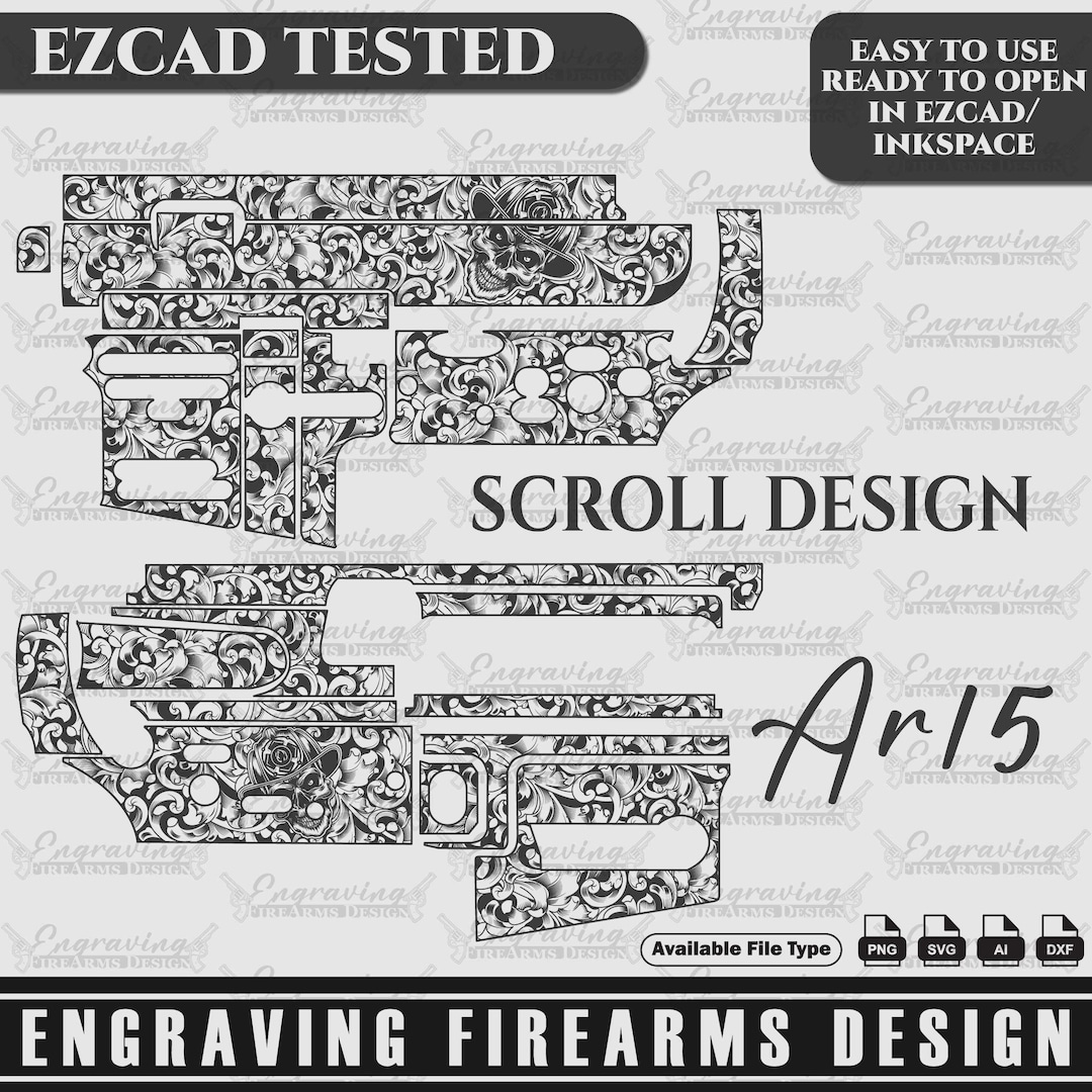 Engraving Firearms Design AR15 Scroll With Skull Design - Etsy
