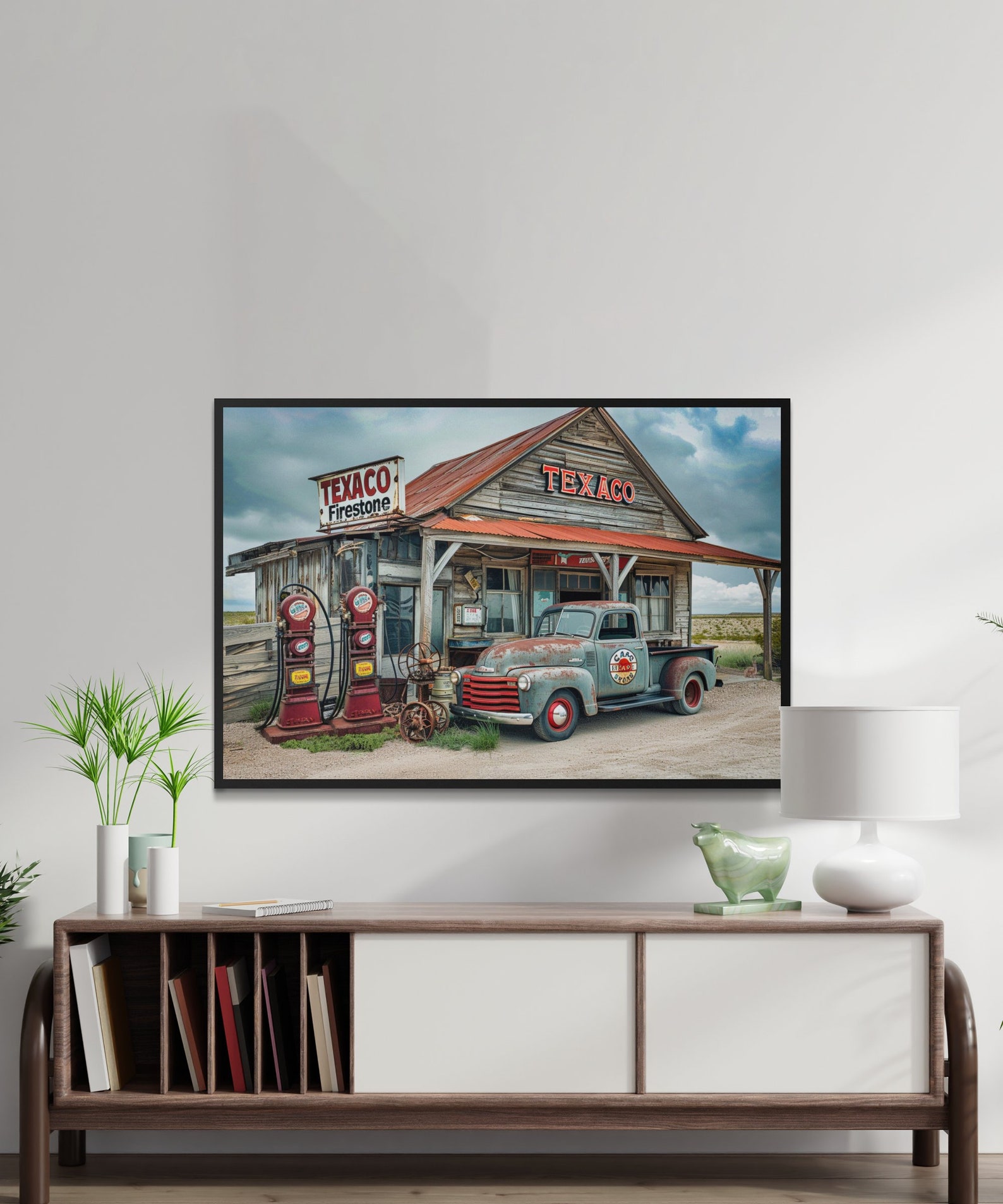 Vintage Texaco Gas Station Print, Rustic Americana Wall Art, Classic ...