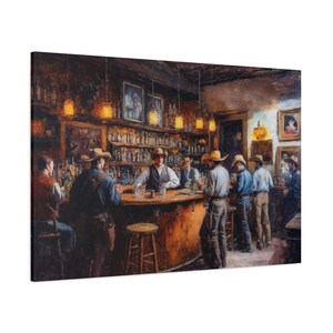 Old West Saloon Scene Art Print: Vintage Cowboy Bar Decor - Etsy