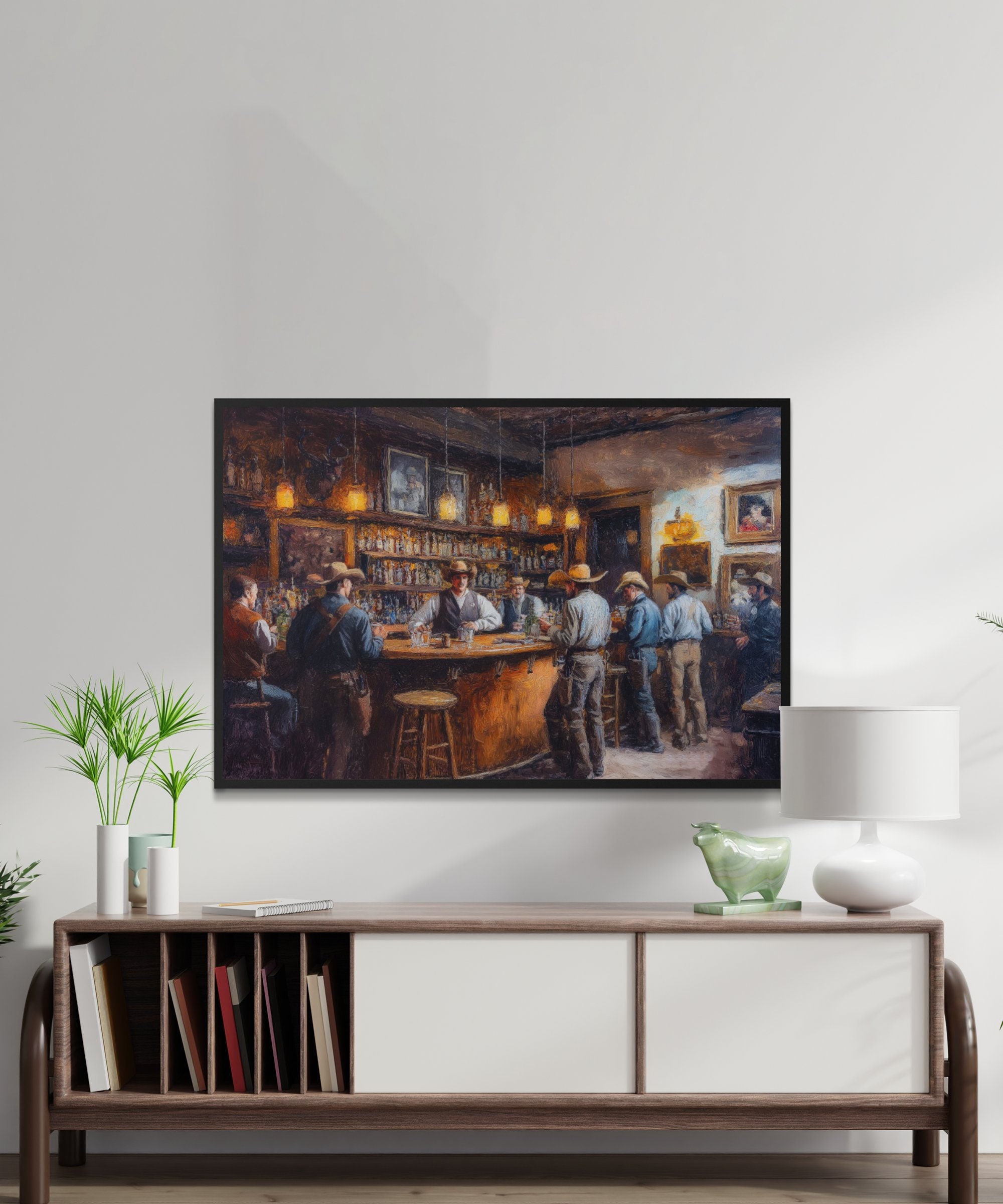 Old West Saloon Scene Art Print: Vintage Cowboy Bar Decor - Etsy