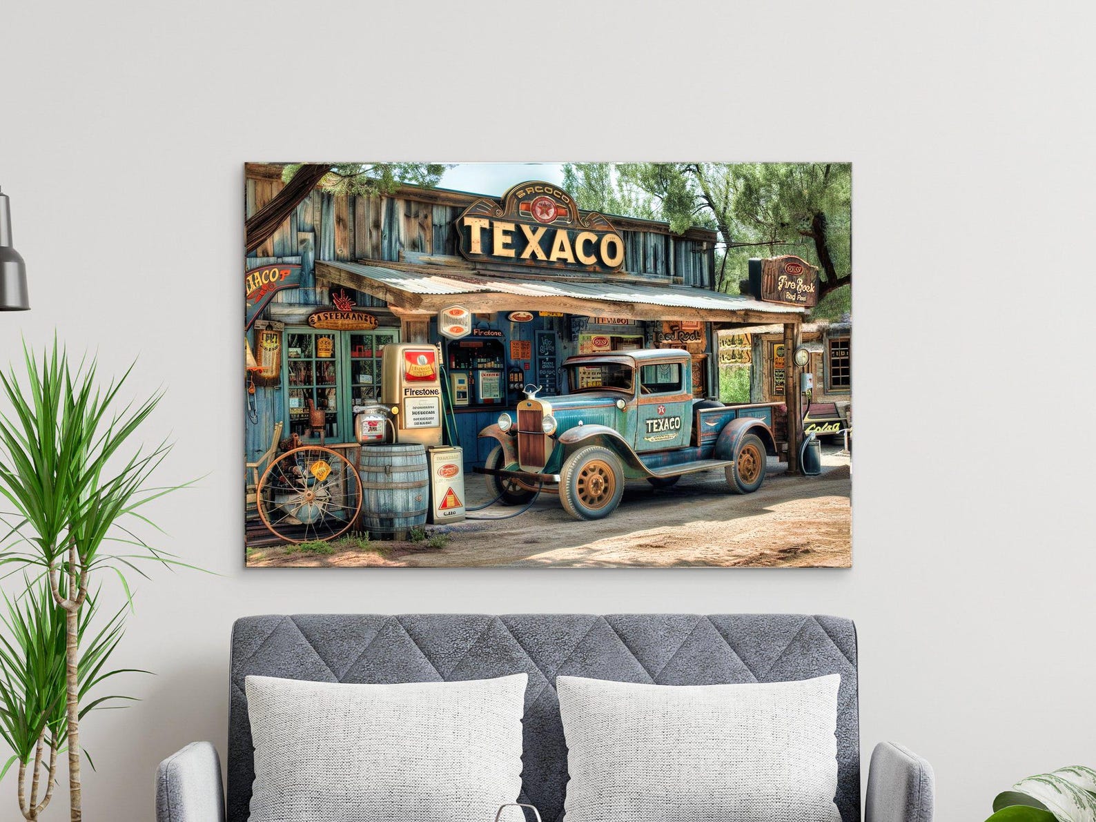 Vintage Texaco Gas Station Print: Rustic Truck Americana Wall Art - Etsy