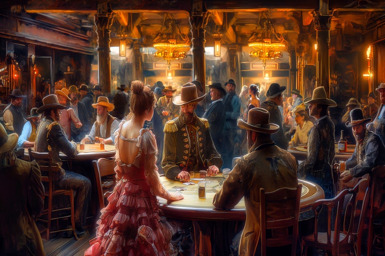 Old West Saloon Poker Wall Art, Old West Gambling Hall Artwork ...