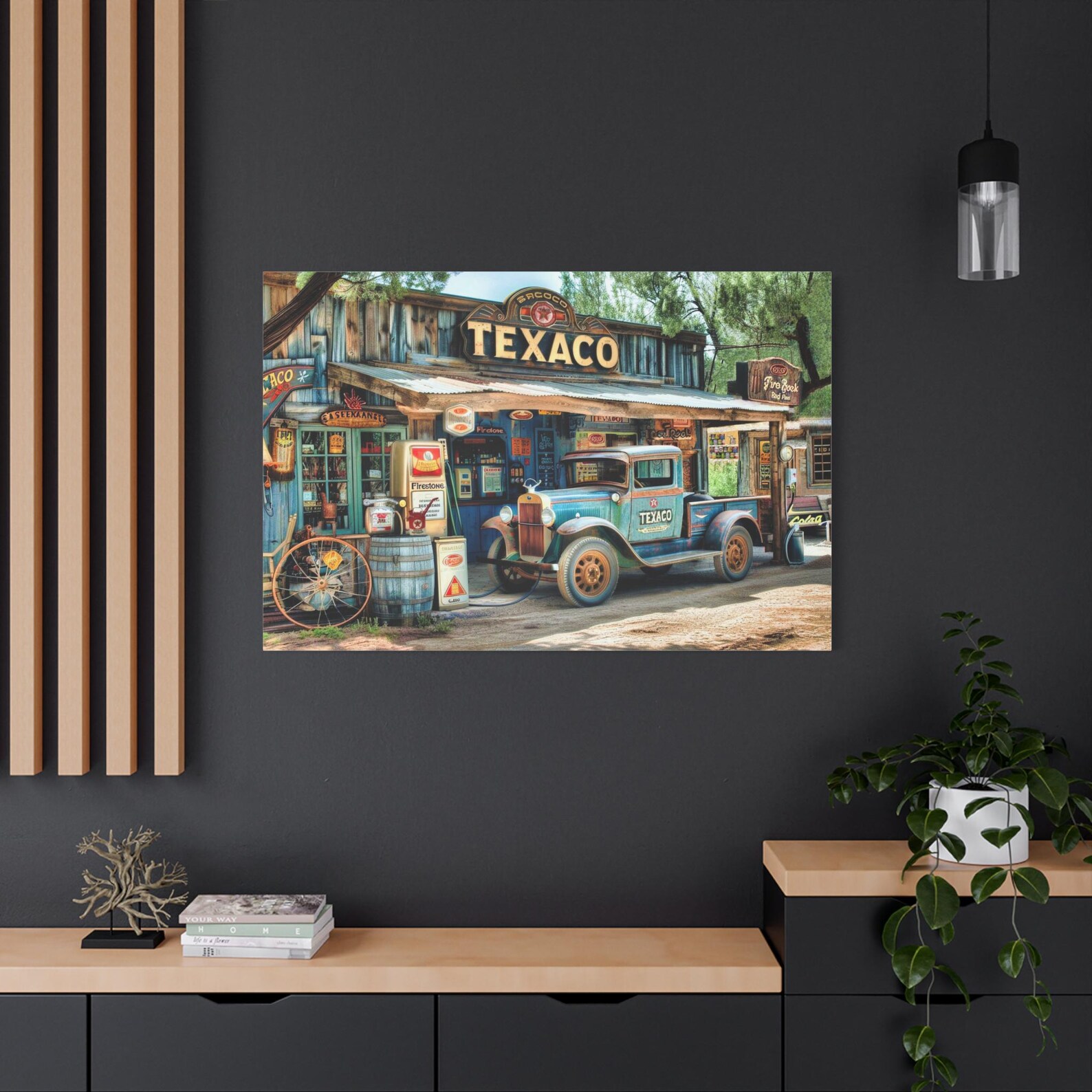 Vintage Texaco Gas Station Print: Rustic Truck Americana Wall Art - Etsy