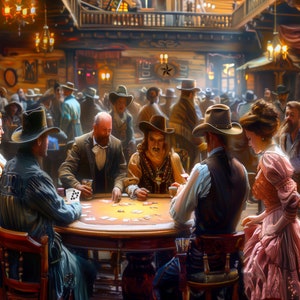 Old West Saloon Poker Game Art Print: Vintage Cowboy Decor - Etsy
