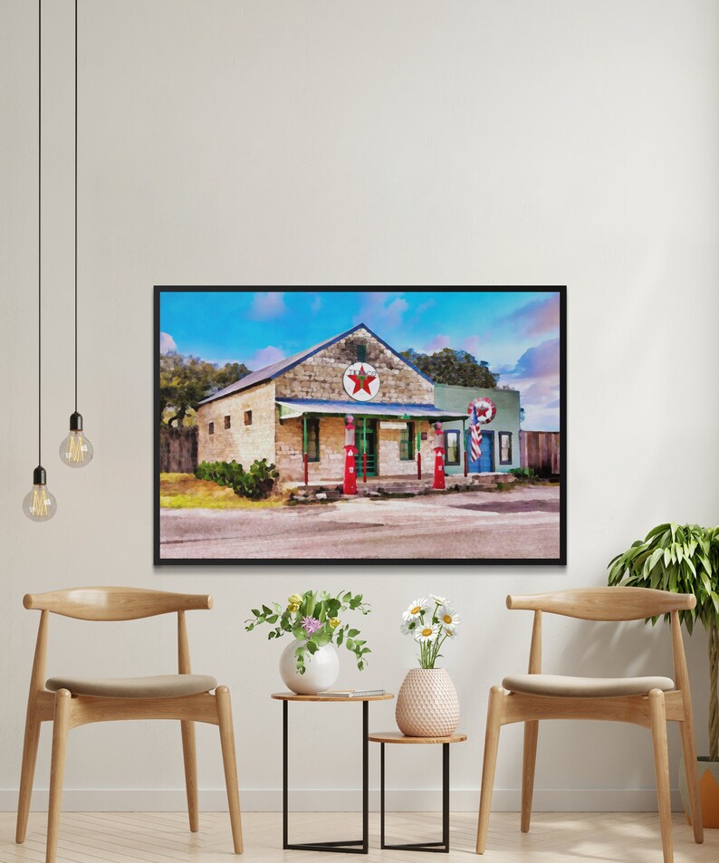 Vintage Gas Station Wall Art, Retro Americana Decor, Old Texaco Station ...