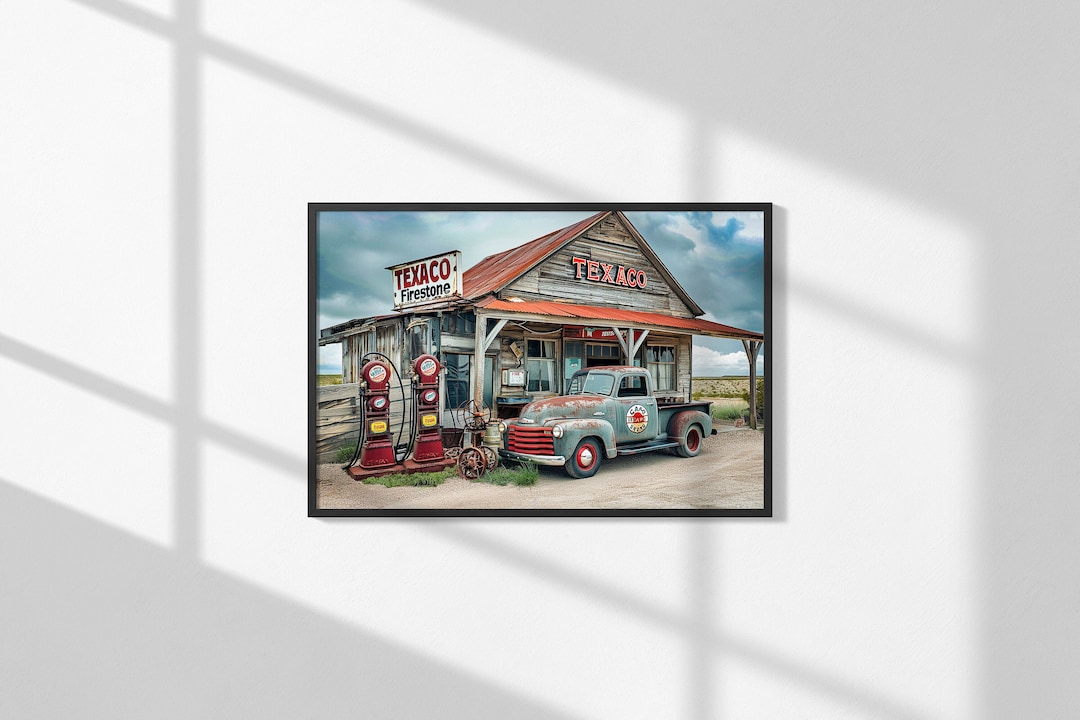 Vintage Texaco Gas Station Print: Rustic Americana Truck Photo - Etsy