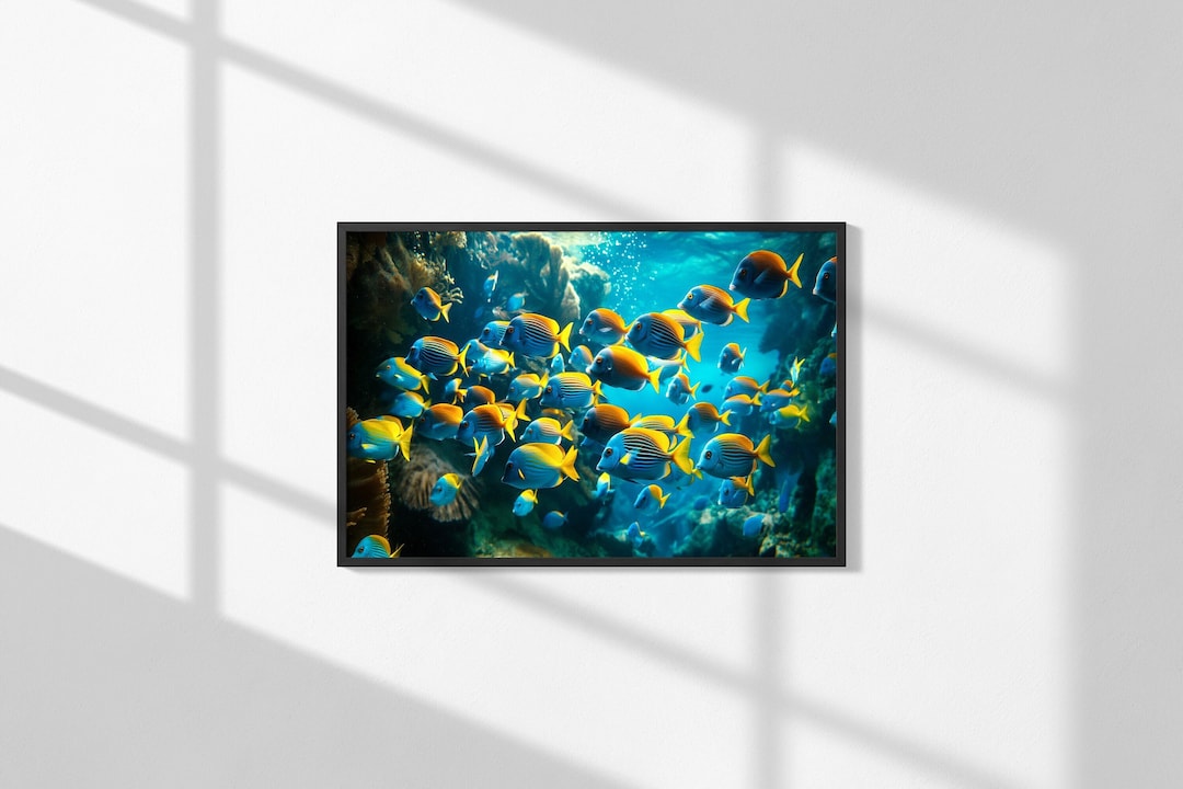 Tropical Fish Underwater Scene, Colorful Ocean Wall Art, Large Aquarium ...
