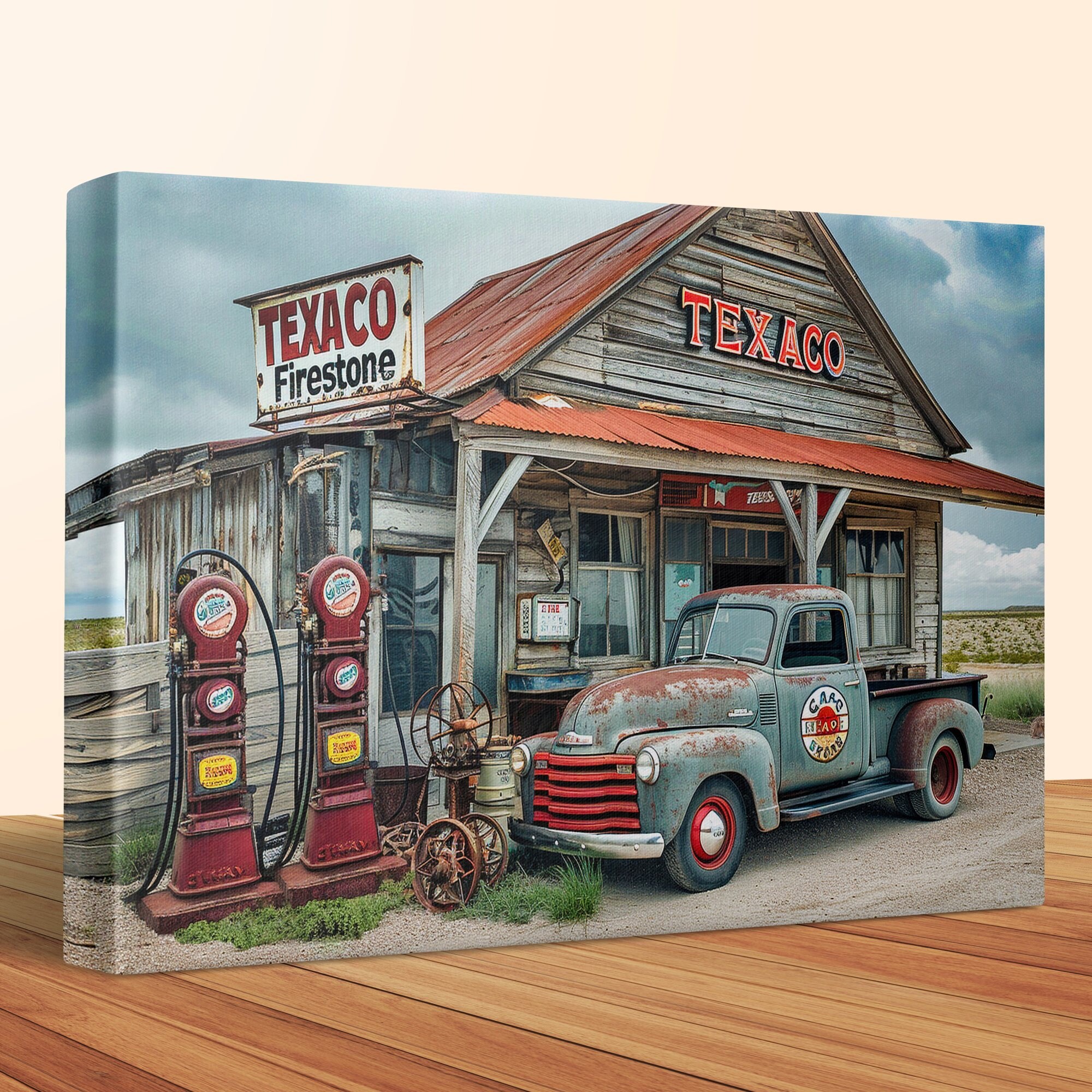 Vintage Texaco Gas Station Print: Rustic Americana Truck Photo - Etsy