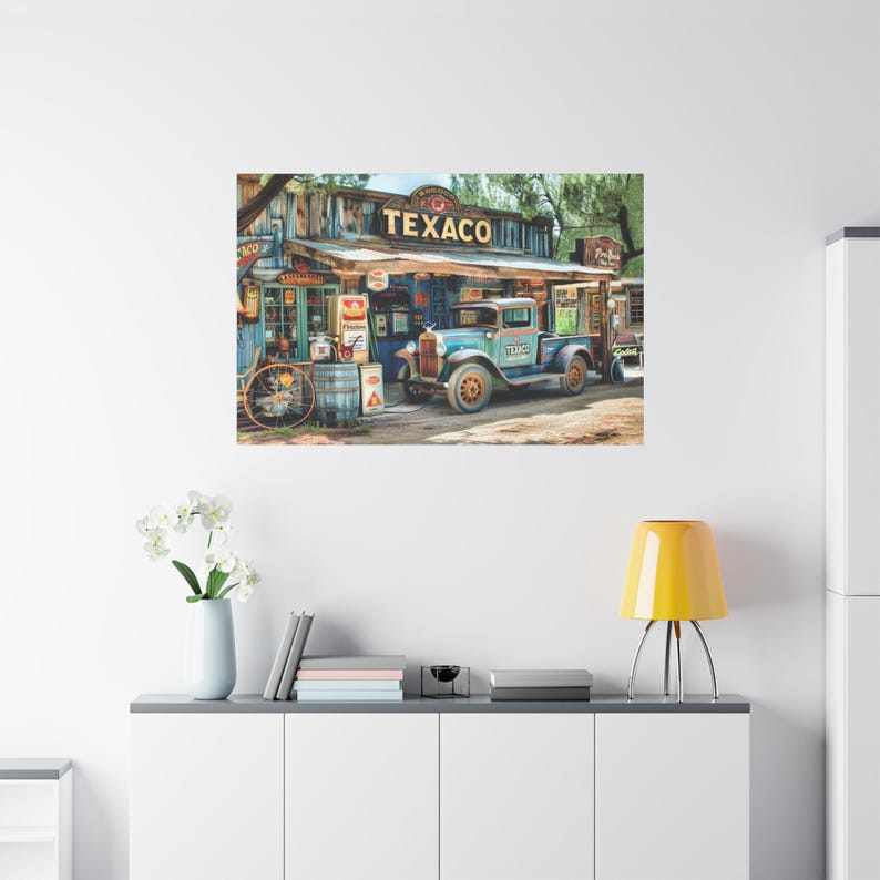 Vintage Texaco Gas Station Print: Rustic Truck Americana Wall Art - Etsy
