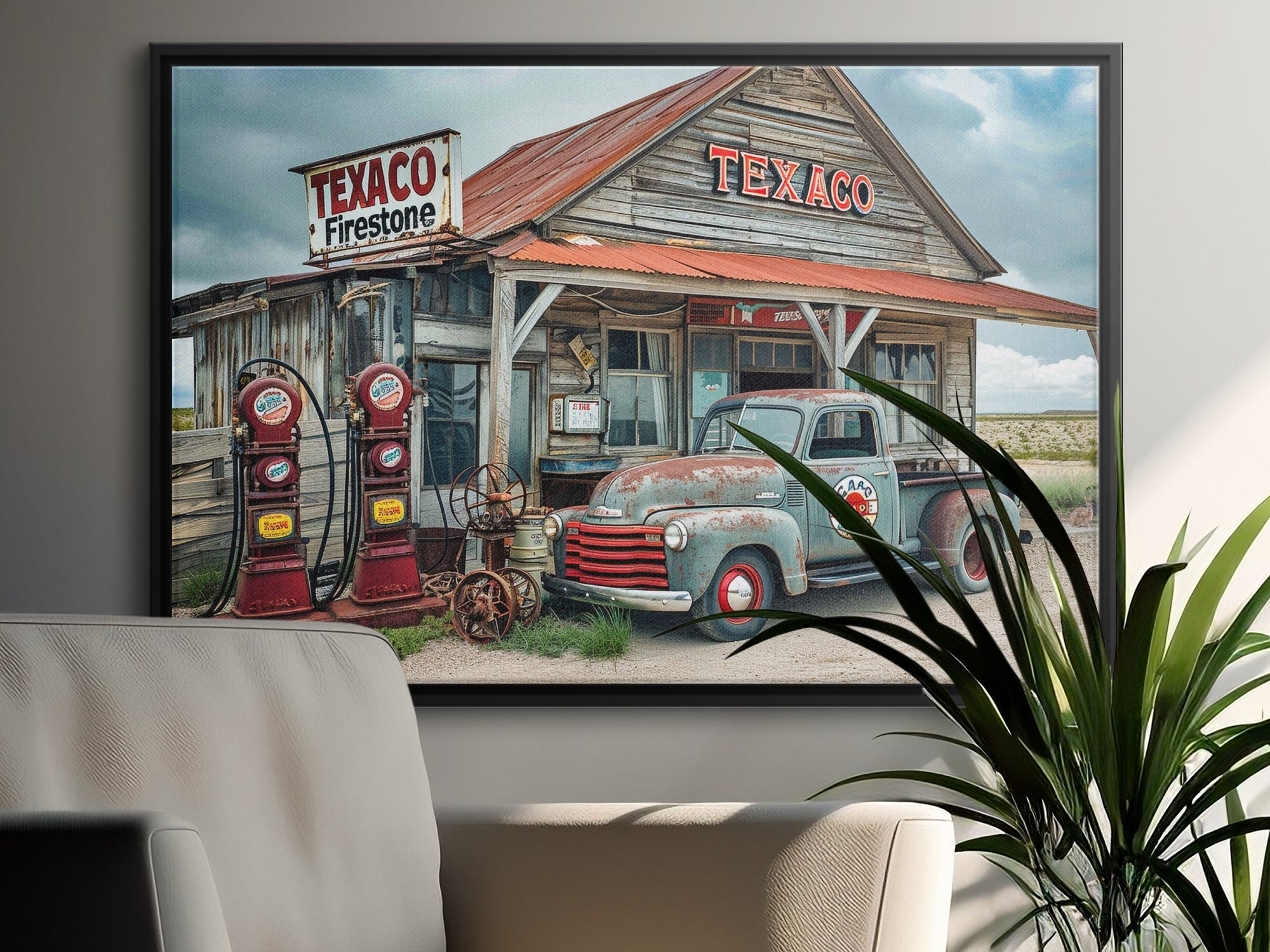 Vintage Texaco Gas Station Print: Rustic Americana Truck Photo - Etsy