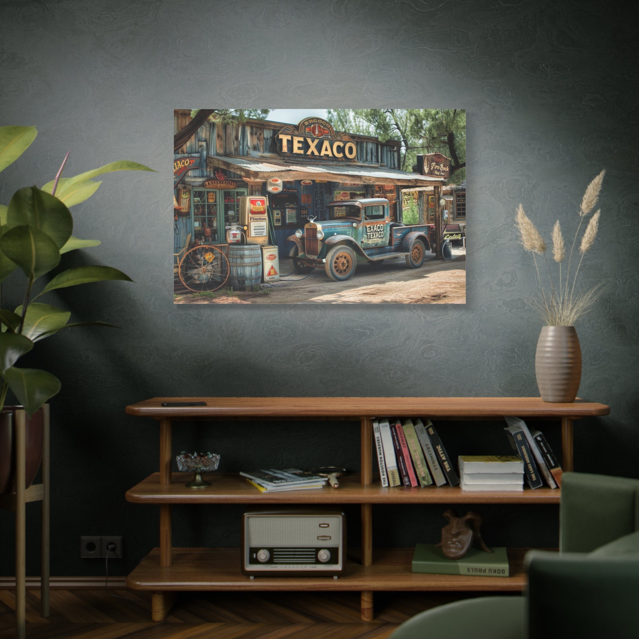 Vintage Texaco Gas Station Print, Rustic Old Truck Wall Art, Retro ...