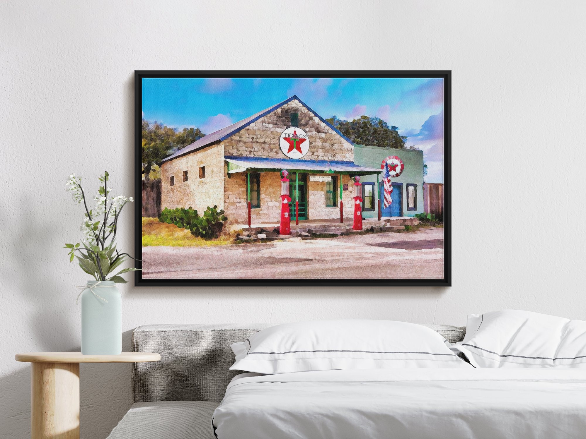 Vintage Gas Station Wall Art, Retro Americana Decor, Old Texaco Station ...