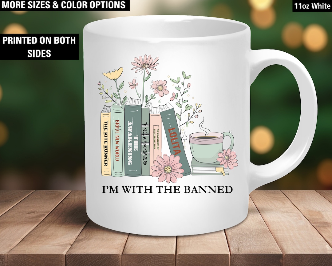 I'm With the Banned Books Coffee Mug Bookish Coffee Cup for Reader Book ...
