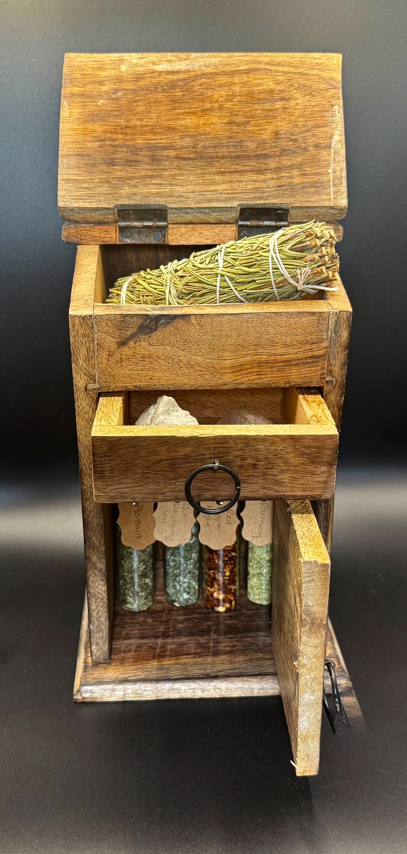 Tree of Life Wooden Altar Chest – 3-compartment Witch Storage Box for ...