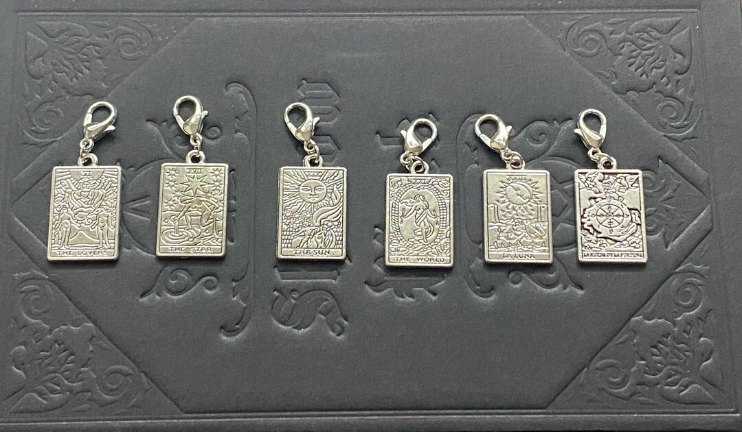 Tarot Card Charms Set – 6 Metal Divination Pendants for Jewelry Making ...