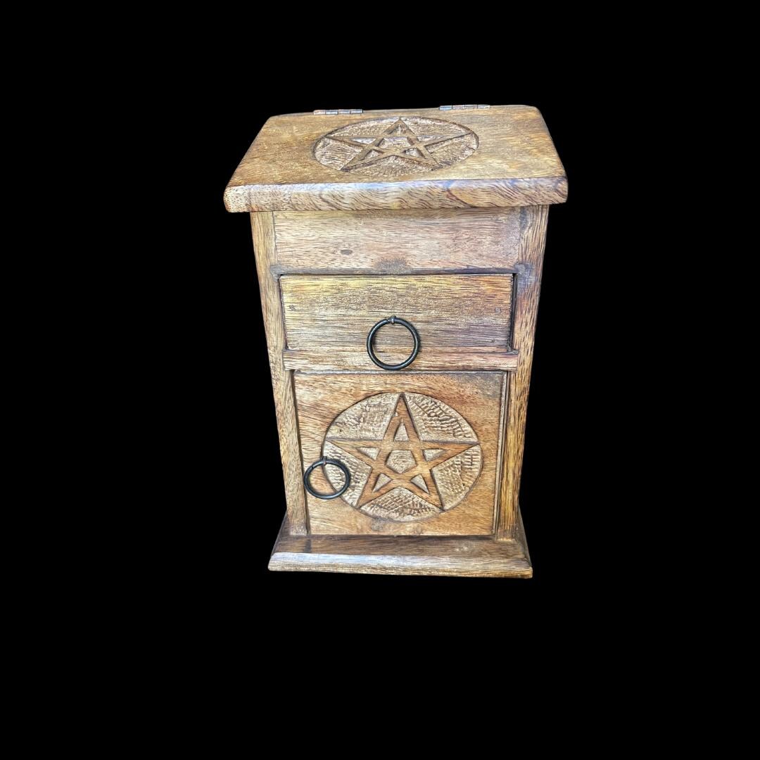 Pentacle Wooden Chest 3-tier Storage for Witchcraft And/or Spiritual ...