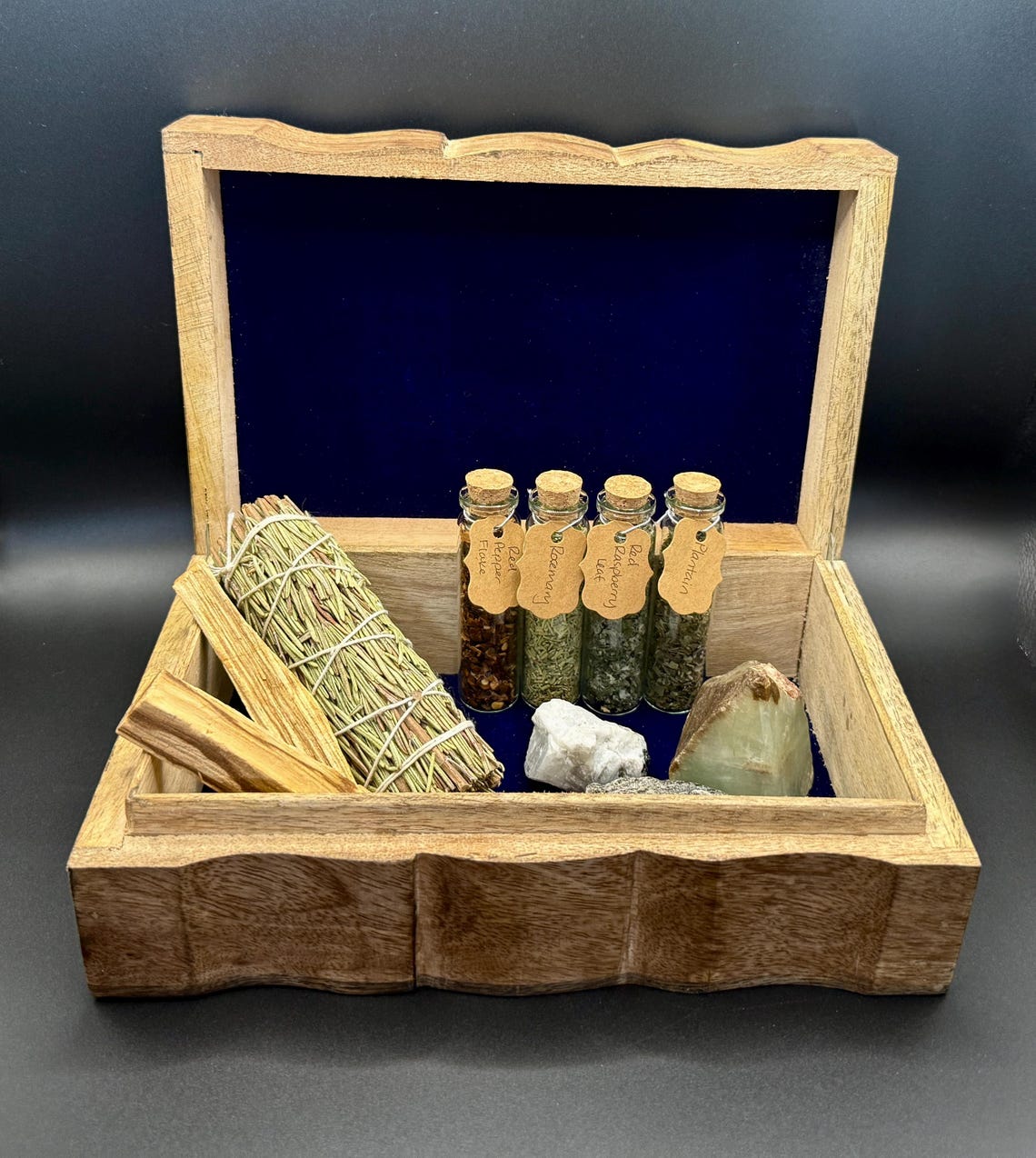 Velvet-lined Triple Moon Altar Box – 9x6x3 Inch Wooden Witch Chest for ...