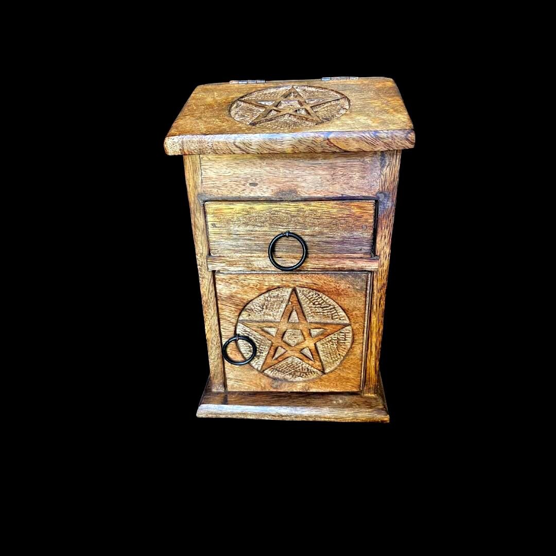 Pentacle Wooden Chest - 3-tier Storage for Witchcraft And/or Spiritual ...