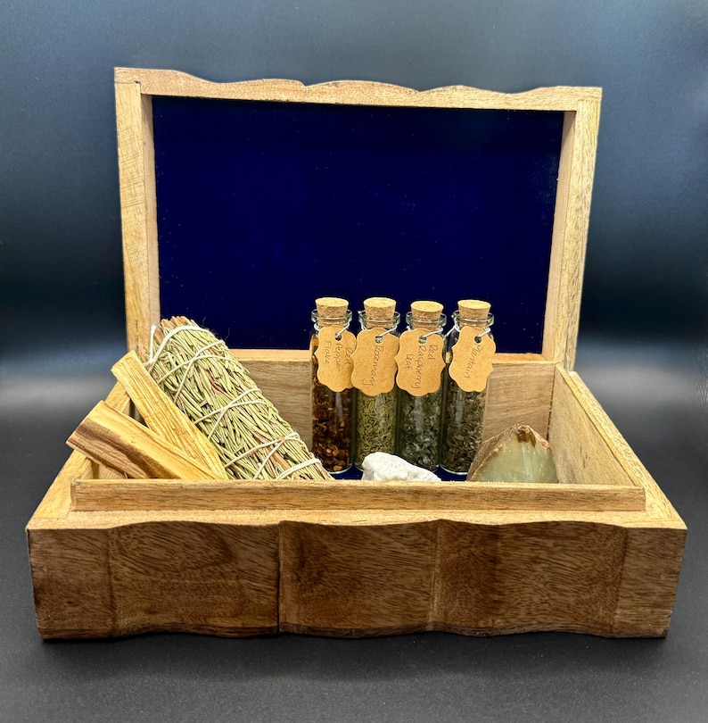 Velvet-lined Triple Moon Altar Box – 9x6x3 Inch Wooden Witch Chest for ...