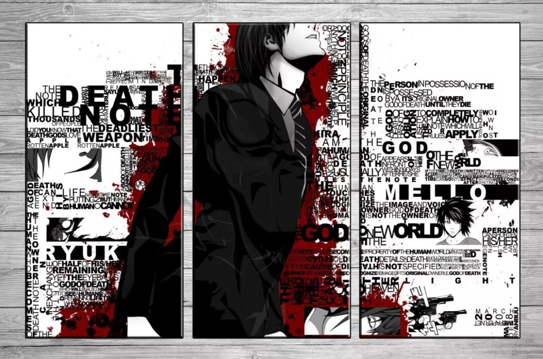 Triptych Picture Wall Art FREE SHIPPING Premium Canvas Death Note ...
