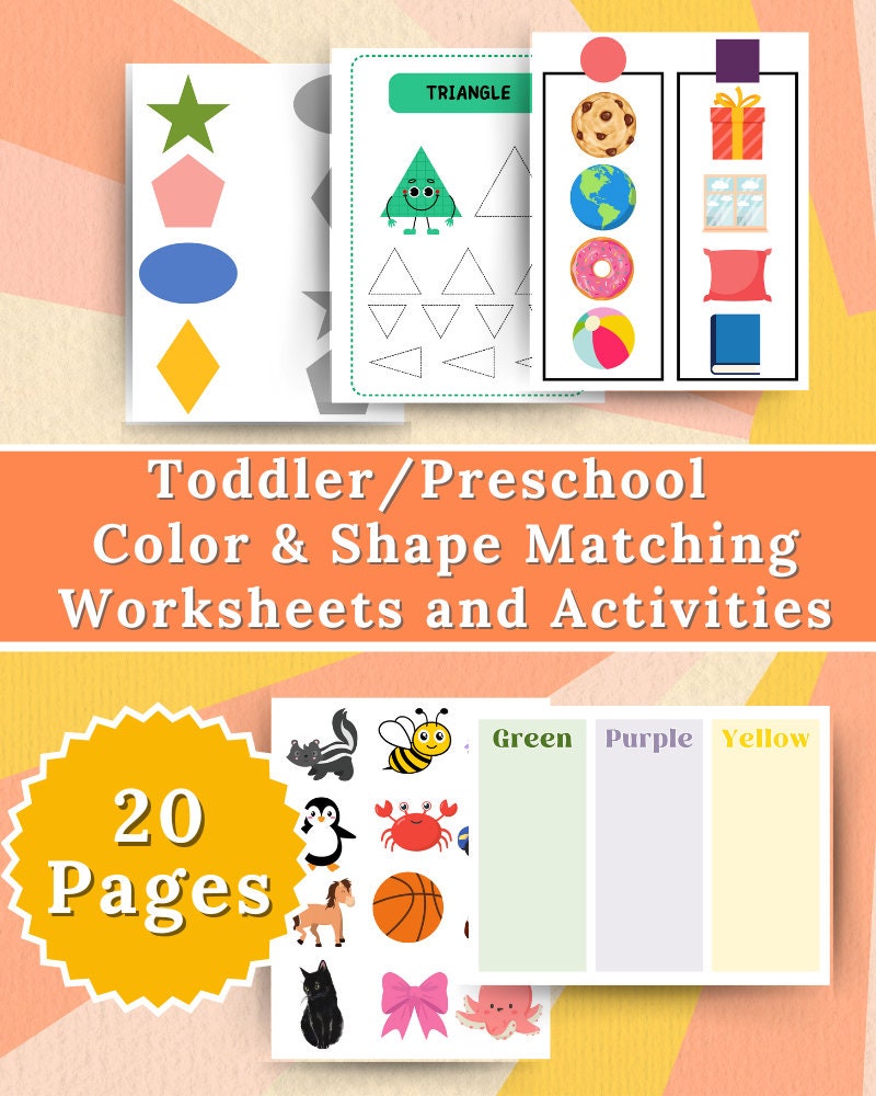 Toddler/preschool Color & Shape Matching Activities - Etsy