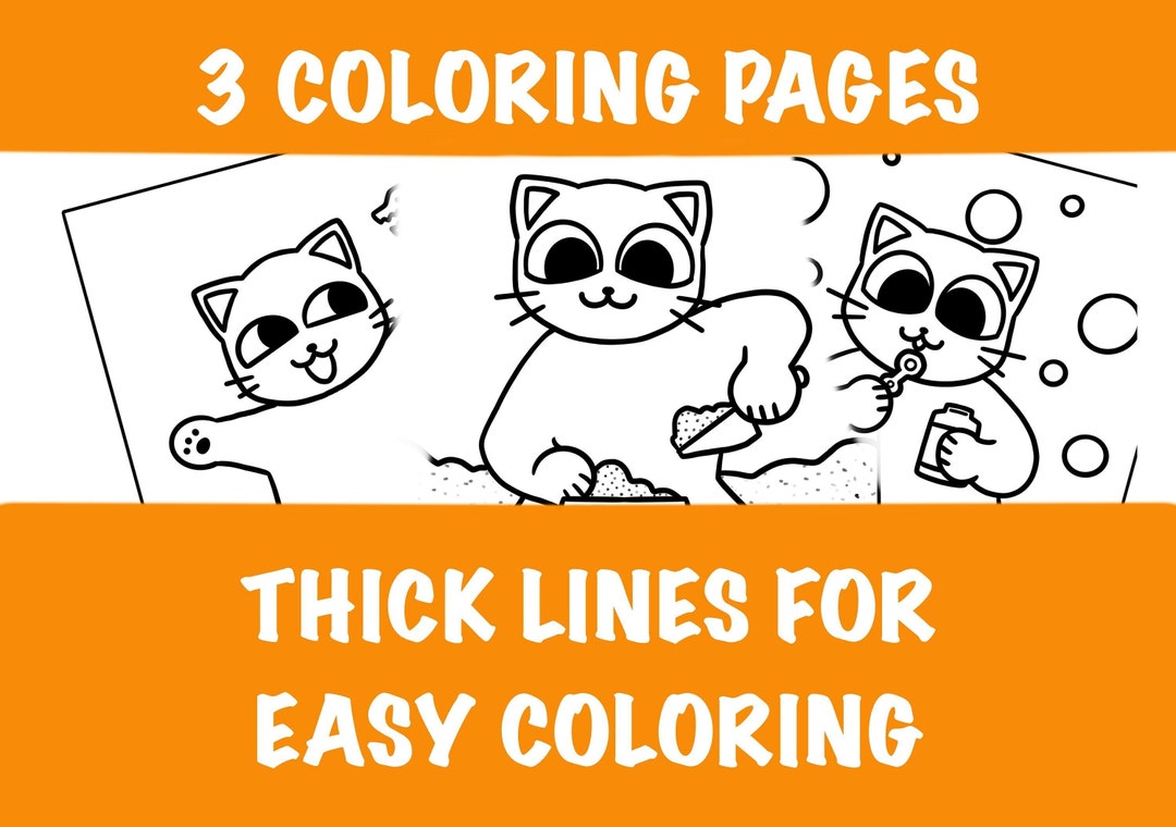 3 FUN COLORING PAGES, Thick Lines for Easy Coloring, Fun for Adults ...