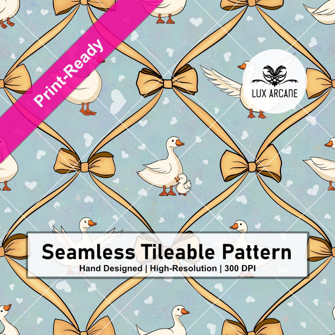 Coquette Geese Seamless Pattern: Vintage Bow Design (digital Download ...